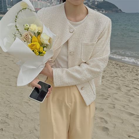 핫핑 Made 에잇트 노카라 트위드자켓44~100 가을 빅사이즈아우터 빅사이즈트위드 가을하객룩 노카라자켓 출근룩 격식룩 체형커버