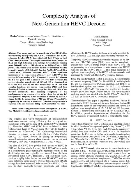 Pdf Complexity Analysis Of Next Generation Hevc Decoder