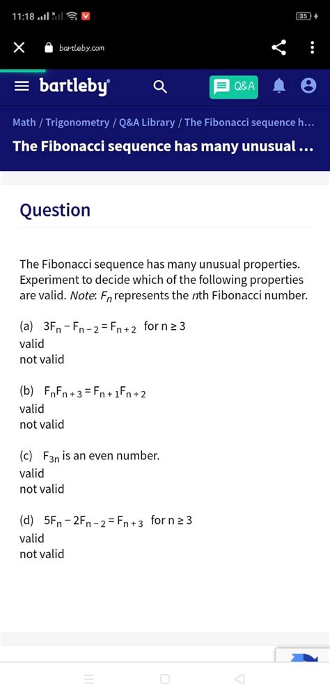 Answered The Fibonacci Sequence Has Many Unusual Bartleby