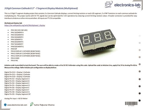 3 digit common cathode 0 5 7 segment display module multiplexed