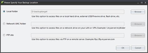 Virtual Machine Backup Target Folder