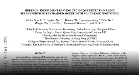 Paper Page Mertech Instrument Playing Technique Detection Using Self Supervised Pretrained