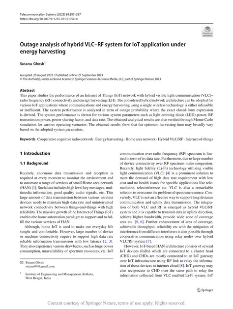 Outage Analysis Of Hybrid Vlcrf System For Iot Application Under Energy Harvesting