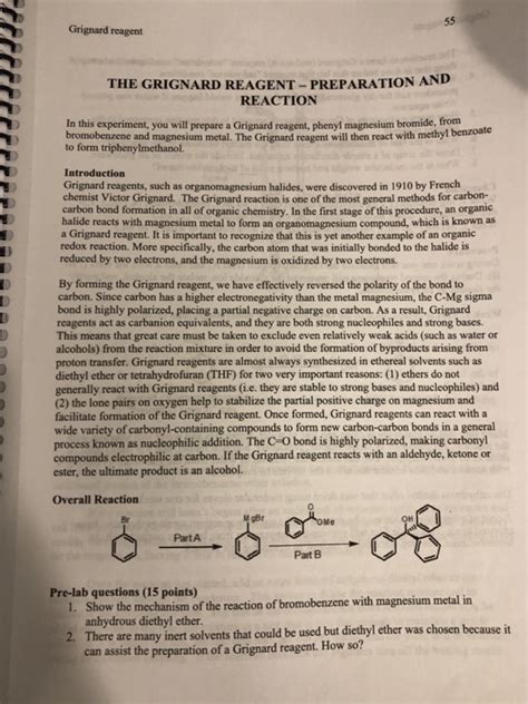 Solved Grignard Reagent The Grignard Reagent Preparation