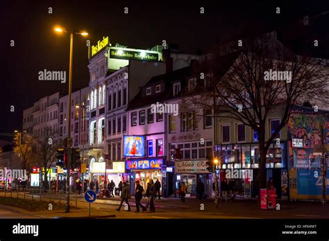 Reeperbahn At Night The Red Light St Pauli District Hamburg Germany