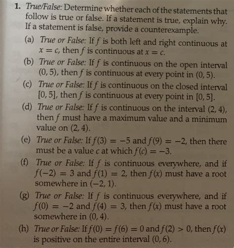 Solved 1 Truefalse Determine Whether Each Of The