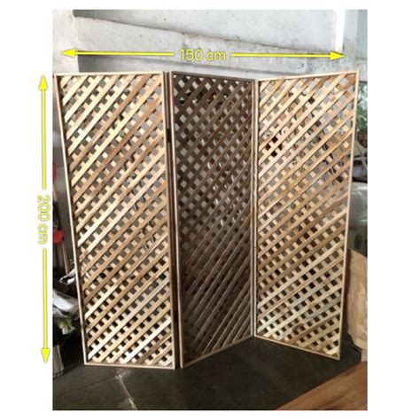ฉากกั้นบานพับไม้สักแท้ กว้าง150cm สูง200cm Shopee Thailand