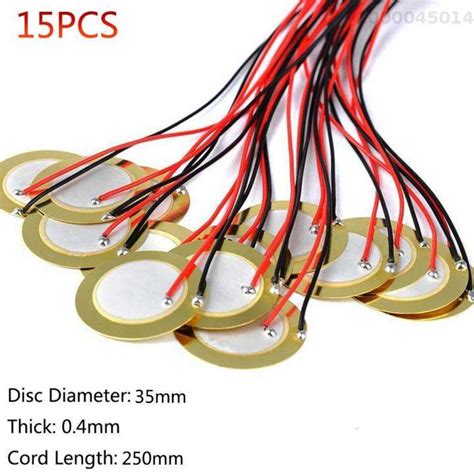 15pcs Piezo Pickup 20mm Piezo Amplifiers Discs Piezo Disc Transducer Contact Microphone Trigger
