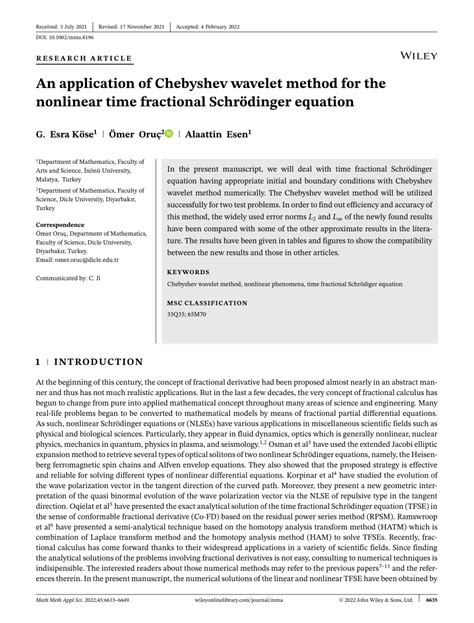 An Application Of Chebyshev Wavelet Method For The Nonlinear Time