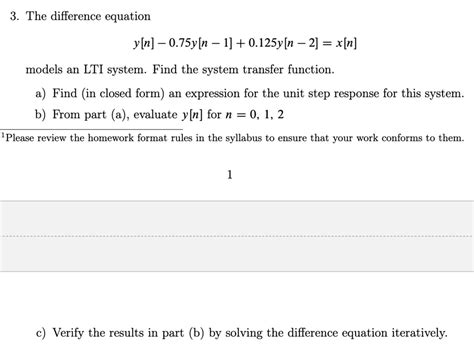 SOLVED Text Signals And Systems Help The Difference Equation Y N