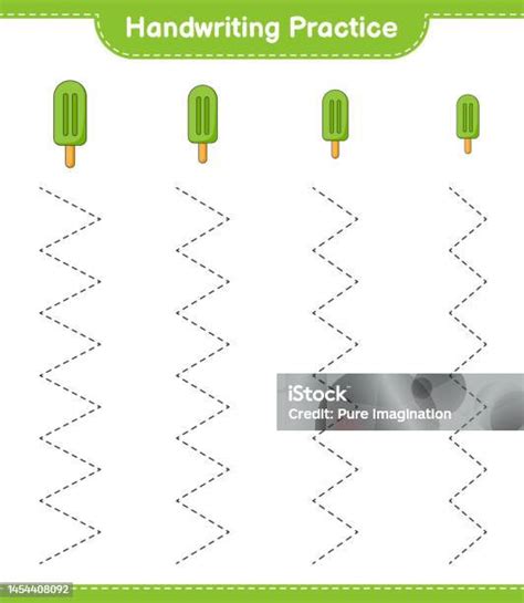 필기 연습 아이스크림의 추적 라인 교육 어린이 게임 인쇄 워크시트 벡터 일러스트 레이 션 0명에 대한 스톡 벡터 아트 및 기타