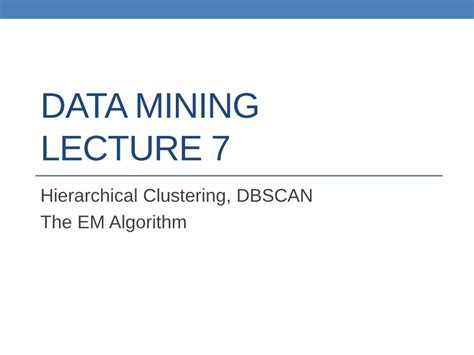 Pdf Data Mining Lecture 7 University Of Ioannina · Hierarchical