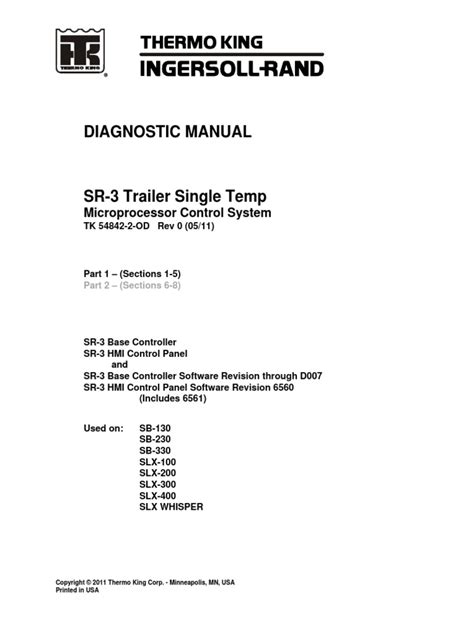Sr 3 Trailer Single Temp Microprocessor Controller System Diagnostic