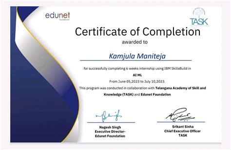 Maniteja Kamjula On Linkedin Ai Edunetfoundation Task Internship