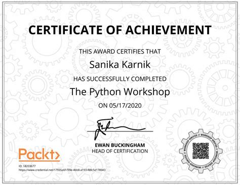 Sanika Karnik On Linkedin The Python Workshop Certification By Packt