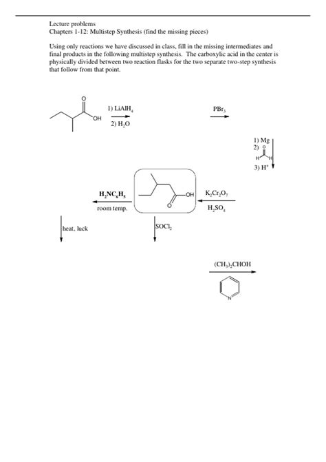 Practice Handout Multistep Synthesis Organic Chemistry For Life Stuvia US