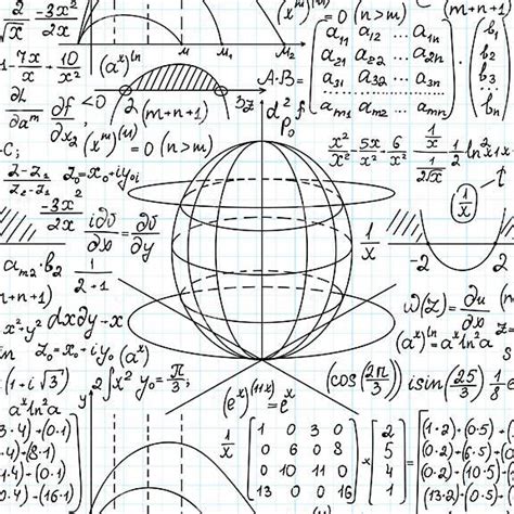 Math Educational Vector Seamless Pattern With Handwritten Formulas Figures Calculations Stock
