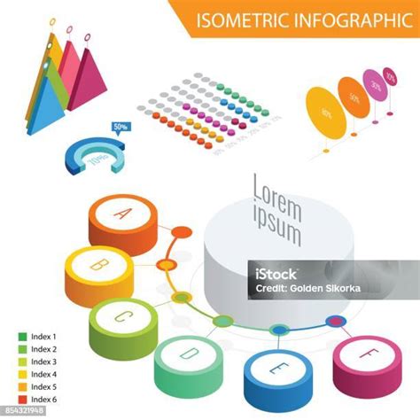 3 차원 Isometric Infographic 당신의 비즈니스 프레 젠 테이 션에 대 한 평면 데이터 아이콘 세계 지도 차트와 디자인 요소 Infographics의 큰