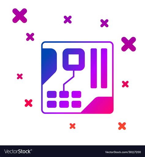 Color Electronic Computer Components Motherboard Vector Image