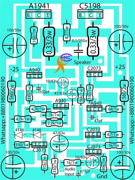 Transistor Amplifier Using A1941 And C5198 Amplifier Audio Amplifier Stereo Amplifier