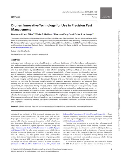 Pdf Drones Innovative Technology For Use In Precision Pest Management