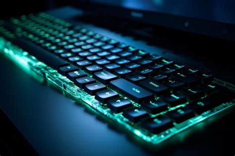 premium photo photo of a laptop keyboard with illuminated keys generative ai