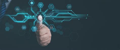 Premium Photo Businessman Using The Thumb To Scan Fingerprint For Login Personal Database