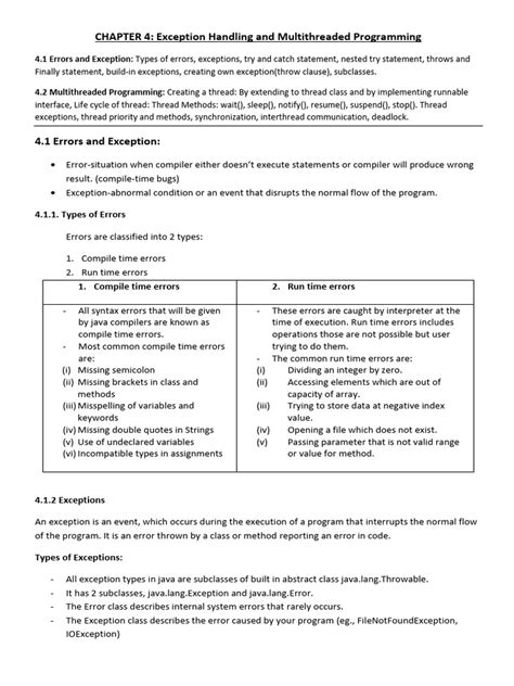 Chp 4exception Handling And Multithreaded Programming Pdf Process Computing Computing
