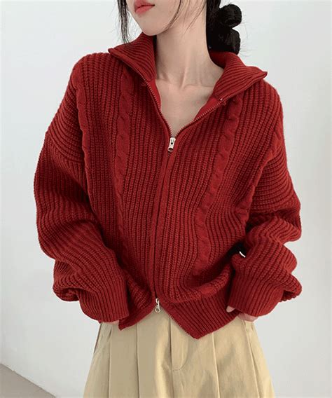 [2way 폭닥폭닥ᰔ 아방핏] 글리 하찌 꽈배기 하이넥 카라 긴팔 니트 반집업 5colors 에이블리