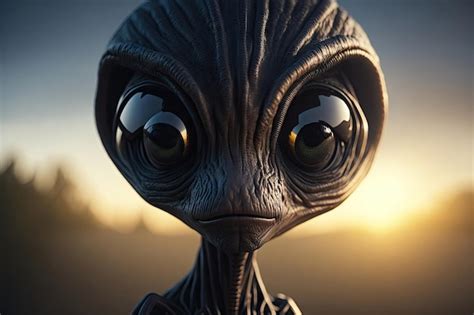 Premium Ai Image Alien With Big Head And Black Eyes Ai Generative
