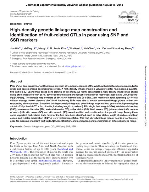 Pdf High Density Genetic Linkage Map Construction And Identification Of Fruit Related Qtls In