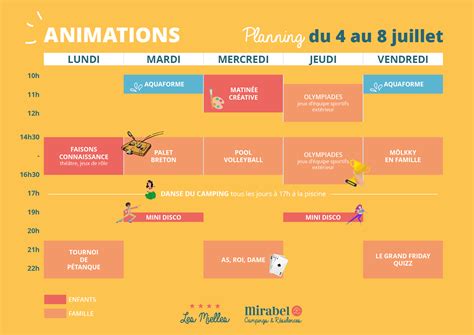 resumption of the animations camping les mielles vacances en bretagne