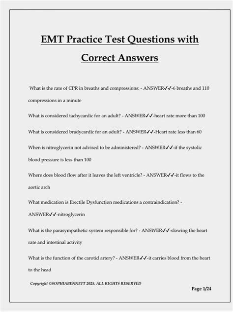 Emt Practice Test Questions With Correct Answers Prep Tests Stuvia Us