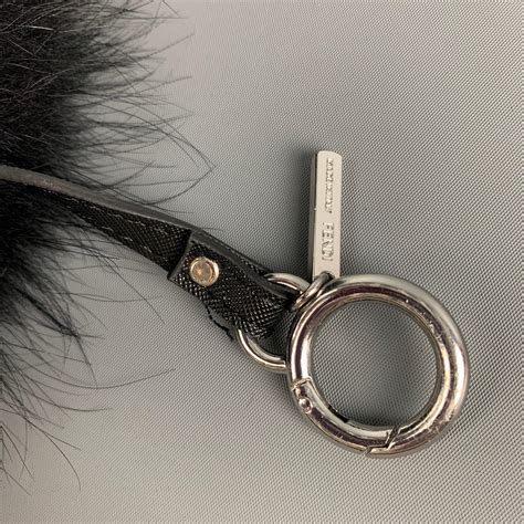 Fendi Black Yellow Leather Fox Fur Bag Bug Charm Keyring At 1stdibs