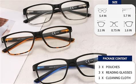 Jjwell 3 Pack Reading Glasses For Men Blue Light Blocking