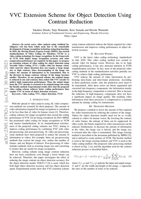 Pdf Vvc Extension Scheme For Object Detection Using Contrast Reduction