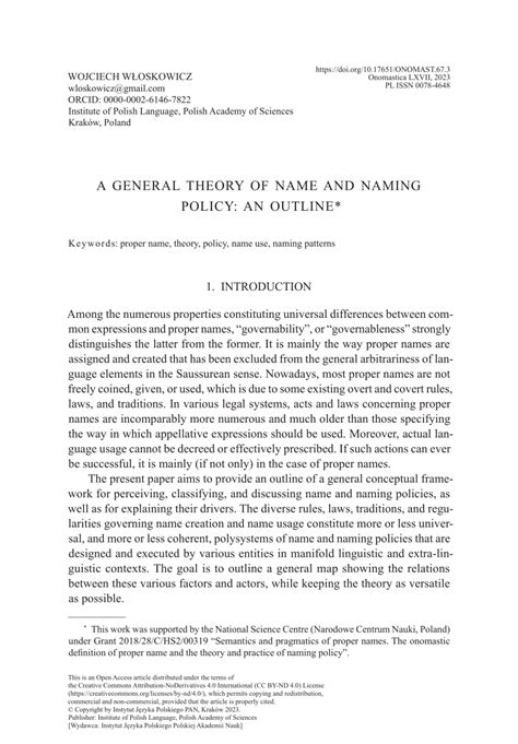 PDF General Theory Of Name And Naming Policy An Outline