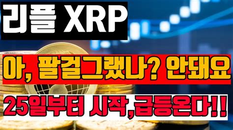 리플 아 팔걸 그랬나 안돼요 지금은 보유 25일부터 전환점이 될겁니다 리플 Xrp Youtube