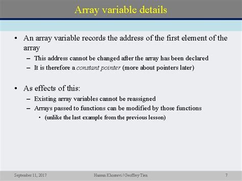 Apsc 160 Review Part 2 Arrays September 11
