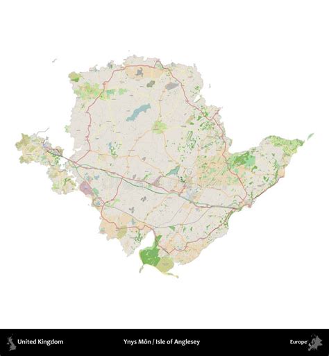Ynys Mon Isle Of Anglesey United Kingdom Isolated On White Openstreetmap French Stock