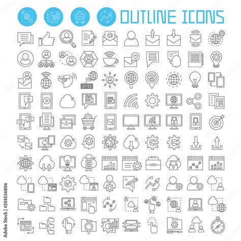 Social Media Social Network Icons Set Web Development Icons Outline Theme Vector Icons Stock