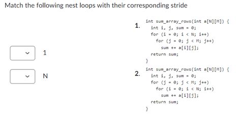 solved match the following nest loops with their