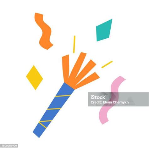 색종이 조각 포퍼 아이콘 생일 파티 및 어린이 행사를 위한 색종이 대포의 벡터 그림 인사말 카드를 위한 파티 포퍼 낙서 파티 폭죽에 대한 스톡 벡터 아트 및 기타 이미지