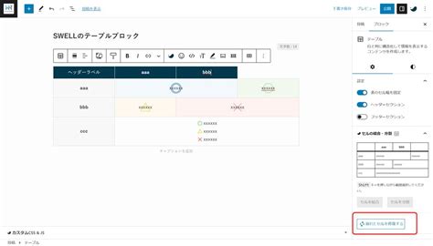 セルを結合しつつswellのテーブル拡張機能を使った表を作る方法 Webnote セルを結合しつつswellのテーブル拡張機能を使った表を作る方法 Webnote