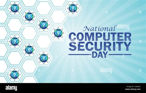 National Computer Security Day Wallpaper With Shapes And Typography Banner Card Poster