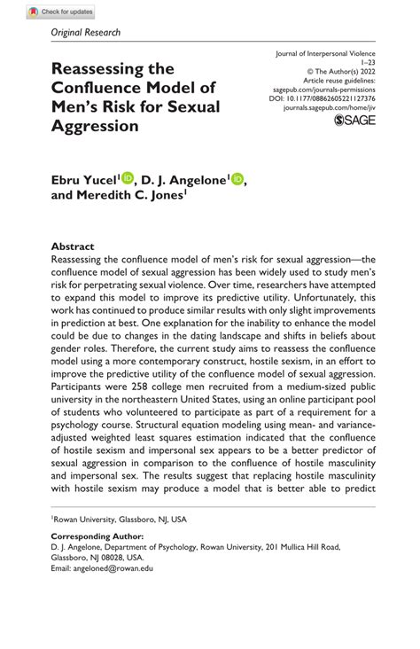 Pdf Reassessing The Confluence Model Of Mens Risk For Sexual Aggression