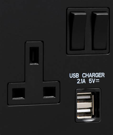 Double Socket With USB Black With Black Or White Inserts