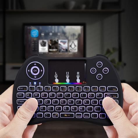 2 4ghz Rainbow Backlit Mini Wireless Remote Keyboard And Mouse With Touchpad Walyou