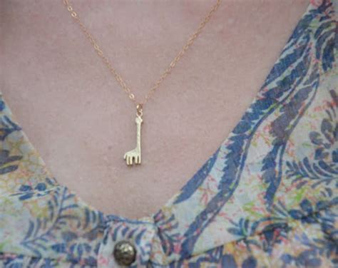 Itty Bitty Giraffe Necklace 14k Gold Initial Chain Necklace Etsy