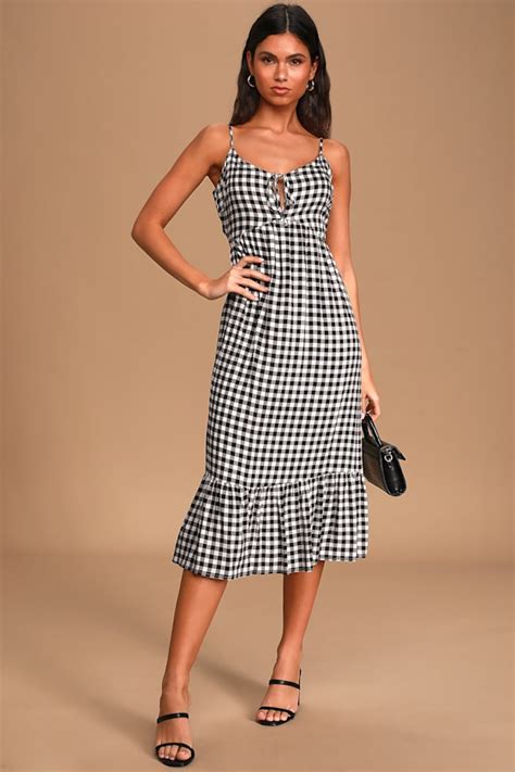 Black And White Gingham Dress Gingham Midi Dress Sundress Lulus